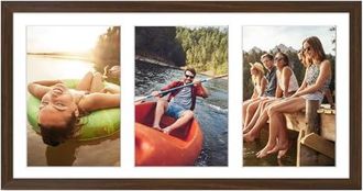 Americanflat 20x41 cm Bilderrahmen Collage - Zeigen Sie drei 13x18 cm Fotos an Ihrer Wand an - Bilderrahmen für Mehrere Bilder der Familie - Verbundholz mit Bruchs