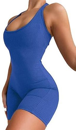 Generic Combinaisons Courte sans Manches pour Femme Sexy Une Pièce Moulante Combishort Débardeur dÉté Barboteuses pour Entraînement Décontracté Yoga Fitness G
