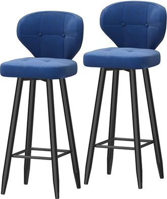 Generic Barhocker, Samt-Tresenhocker, Esszimmerst&uuml;hle mit weicher R&uuml;ckenlehne und Metallbeinen, einfach zu montieren, St&uuml;hle f&uuml;r K&uuml;chentheke/Esszimmer/Hausbar