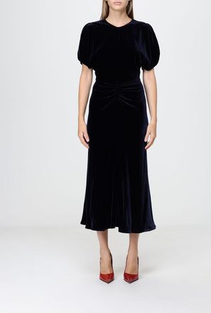 Victoria Beckham Robe fourreau midi Bela en velours avec manches bouffantes