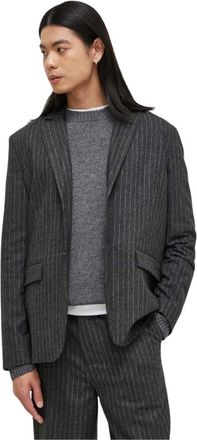 Sams&oslash;e & Sams&oslash;e Blazer &agrave; rayures tennis &agrave; un bouton - Homme - Vestes - Gris - Taille: S
