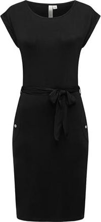 Ragwear Robe d&eacute;t&eacute; &agrave; manches courtes pour femme avec ceinture en tissu Taggien YOUMODO XS-XXL, Noir, L