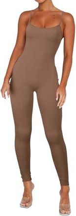 Generic Combinaison de sport pour femme - Coupe ajustée - Sexy - Longue - Yoga - Élégante - Bretelles spaghetti - Stretch - Une pièce - Sans manches - Dos nu 