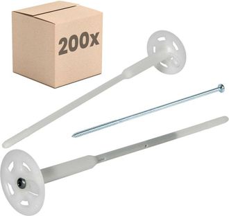 Protektor D&auml;mmstoff-Schraubd&uuml;bel WDVS D&uuml;bel f&uuml;r Fassadend&auml;mmung - 30cm, 200 St&uuml;ck, Wei&szlig;