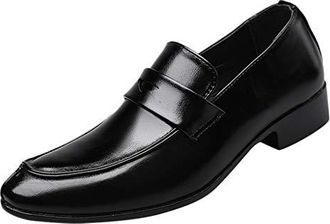 Generic Mocassins larges en cuir synth&eacute;tique pour homme - Chaussures habill&eacute;es et formelles &agrave; enfiler - Chaussures de costume &agrave; bout pointu - Semelle basse - 