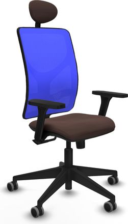 Piqueras y Crespo Computerstuhl mit 3D-Armlehnen, h&ouml;henverstellbarer Lendenwirbelst&uuml;tze und festem Kopfteil, ausgestattet mit 3 Positionen und Schneideschaum, Blau/Dunk