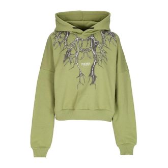 Phobia Archive Lightning Crop Hoodie - - Sweatshirts & Hoodies - Damen - Gr&uuml;n - M