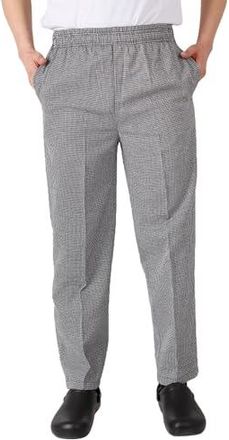 Generic Pantalon de chef pour homme avec taille &eacute;lastique et poches, pantalon duniforme de restauration pour h&ocirc;tel, restaurant, serveur, chef, gris, L