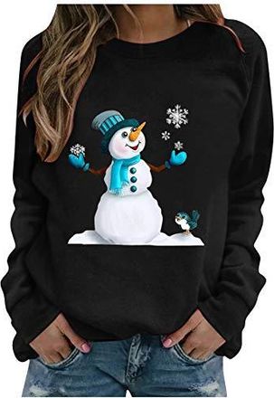 Generic 2026 Pull de No&euml;l d&eacute;contract&eacute; &agrave; manches longues pour femme, Noir, 3XL