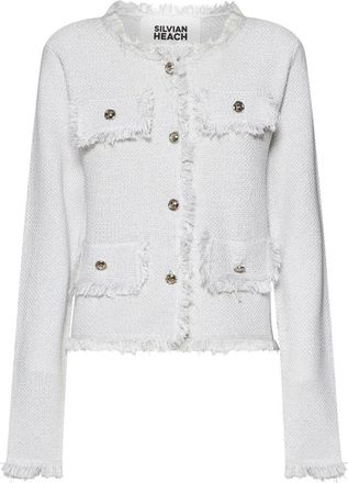 Silvian Heach Femme, Vestes, Blanc, Taille: 38 FR Veste courte avec d&eacute;tails d&eacute;coratifs
