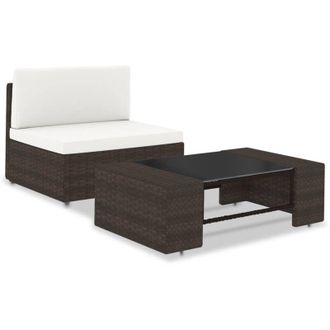 vidaXL 2-tlg. Garten-Lounge-Set Poly Rattan Braun Vidaxl