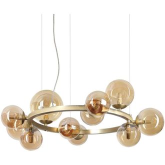 Ideal Lux Ideal Lux - perlage Plafonnier suspendu globe &agrave; 11 lumi&egrave;res en laiton