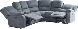 Beliani Ecksofa Dunkelgrau Stoff 5-Sitzer 2 Getr&auml;nkehalter Kammer 2 USB-Ports Elektrisch Verstellbar Sesselfunktion Relaxfunktion Modern Wohnzimmer