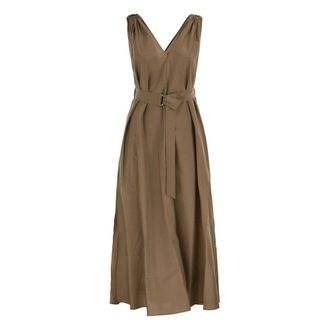 Brunello Cucinelli Techno Cotton Poplin Kleid - - Dresses - Damen - Braun - S