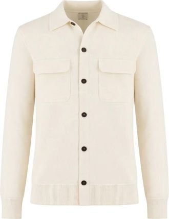 Eleventy Homme, Pulls, Blanc, Taille: M Hybride Chemise-Cardigan