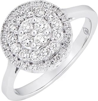 Edenly Verlobungsring Schicksal - Doppelter Halo - 750er Weißgold und Diamanten