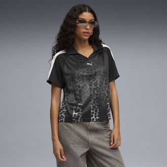 Puma T7 Leo Luxe Relaxed Fu&szlig;balltrikot Damen, Kleidung, Schwarz, M