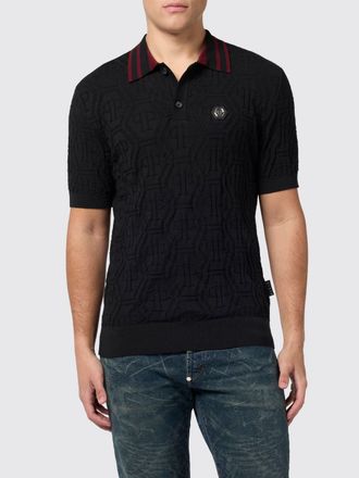 Philipp Plein Polo en maille de coton avec logo Hexagon contrastant