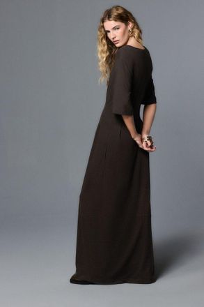 Next Midikleid Kurz&auml;rmeliges Midikleid mit Bindeg&uuml;rtel, Rollrand (1-tlg)