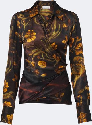 Dries Van Noten Wickeltop aus Seidensatin