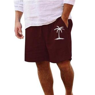 Generic Short en lin pour homme - Taille &eacute;lastique - Avec cordon de serrage - Longueur genou - Longueur genou - Pour le travail, la course &agrave; pied, le sport - 