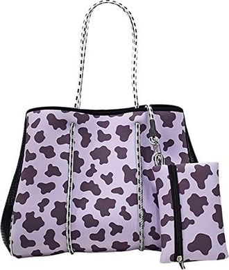 Generic Sac fourre-tout léger de grande capacité pour femme, sac de plage, travail, voyage, piscine, sac à bandoulière transparent, F, Taille unique