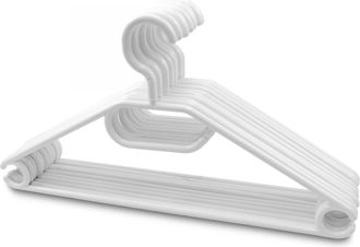Bergland DIES&DAS 10 STK. Kleiderb&uuml;gel Kunststoff wei&szlig; Krawattenhalter G&uuml;rtelhalter Antirutschrillen Haken drehbar Wei&szlig;