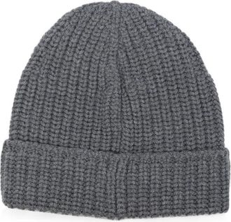 La Fileria 10160 Virgin Wool Ribbed Knit Beanie - Gray