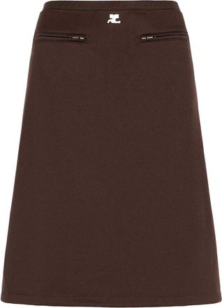 Courr&egrave;ges Jupe Midi - Marron