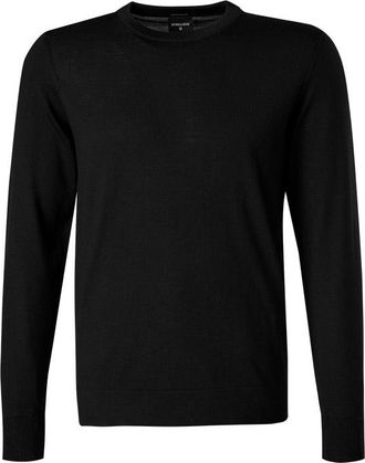 Strellson Herren Pullover schwarz Merinowolle unifarben