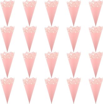 BESPORTBLE 20 St&uuml;ck Hochzeitsblumenkonfetti Bl&uuml;tenblattkegel aus Papier mit Rosa Schmetterlingsspitze Leichte Konfetti T&uuml;ten f&uuml;r Hochzeitsfeier Partydeko und Bl&uuml;