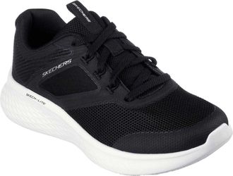 Skechers Hotmelt Sneaker f&uuml;r Damen, Netzmaterial, Zum Schn&uuml;ren (Schwarz/Wei&szlig;)