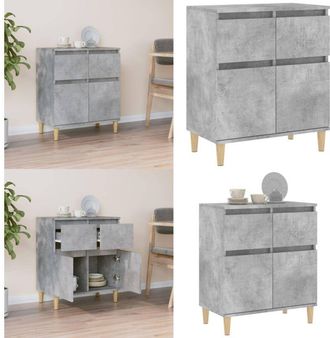 vidaXL Vidaxl - Buffet Gris béton 60x35x70 cm Bois dingénierie - Buffet Gris - Meuble Rangement - Commode - Armoire Entrée - Armoire Salon - Home & Living