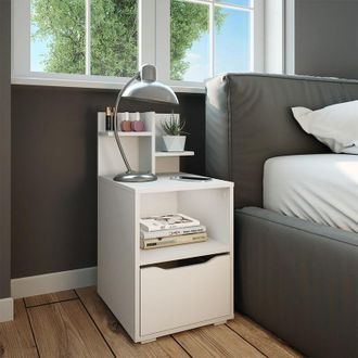 Vicco Nachttisch Ruben, Wei&szlig;, 40 x 82.2 cm mit Schublade, Vicco
