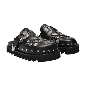 Toga Archives Womens Studded Leather Mule Black Cowhide