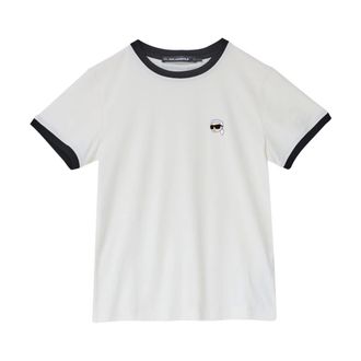 Karl Lagerfeld Ikon Patch Slim T-shirt - Femme - Tops - Blanc - Taille: 36 FR