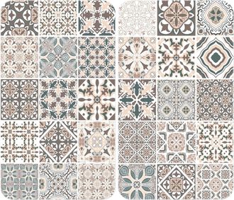 WENKO Herdabdeckplatte Universal Mod. Kachel, höhenverstellbar für alle Herdarten, Schneidebrett und Spritzschutz, Glas, 30 x 52 cm, 2-teilig