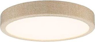Paulmann 71052 LED Panel Cosara rund 15W IP44 1300lm 300mm Deckenleuchte in Beige Stoff/Kunststoff 3000K - Warmweiß Badleuchte