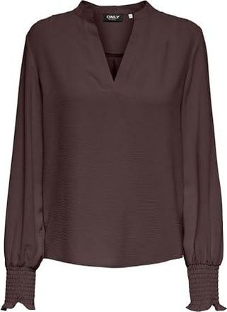 Only Neck Onlmette T-Shirt à col en V Ls Smock Top Noos WVN, Chocolat, M Femmes