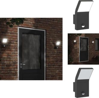 vidaXL LED-Au&szlig;enwandleuchte mit Sensor Schwarz Aludruckguss - LED-Lampe - Au&szlig;enleuchte - Wandleuchte - Bewegungsmelder - PIR-Sensor