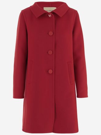 Valentino Womens Coat Wool And Cashmere Red