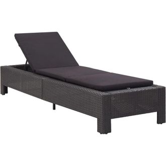 vidaXL Sonnenliege mit Auflage Schwarz Poly Rattan - Vidaxl
