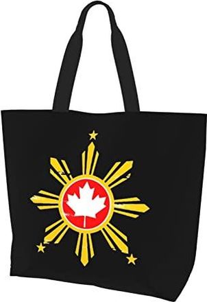 AOOEDM Sac &agrave; provisions r&eacute;utilisable en toile pour dames avec drapeau canadien philippin