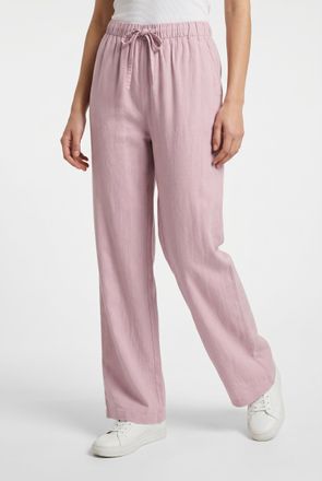 Only Schlupfhose ONLY ONLGOA MW LINEN BL PULL-UP PANT CC PNT, Damen, Gr. XL, L&auml;nge 32, burnished lila, Web, Obermaterial: 70% Viskose, 30% Leinen, unifarbe