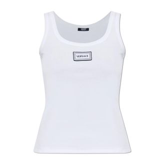 Versace Geripptes Tanktop aus Stretch-Baumwolle - - Tops - Damen - Wei&szlig; - S