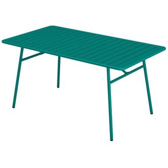 Vente-Unique Vente-unique - Table de jardin L.160 cm en m&eacute;tal - Bleu canard - mirmande de mylia