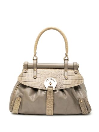Fendi sac &agrave; main Small Croc Embossed Leather Magic (2000-2010) - Marron