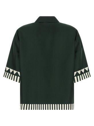 Eres Botanical Print Silk Twill Shirt - Green