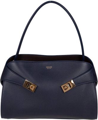 Ferragamo Femme, Sacs, Bleu, Taille: ONE Size Hug Soft Shoulder Bag