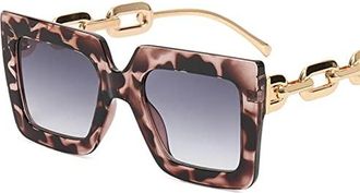 Generic Lunettes de soleil carrées à grande monture pour hommes et femmes, lunettes de soleil décoratives pour la plage en plein air (couleur : D, taille : mo